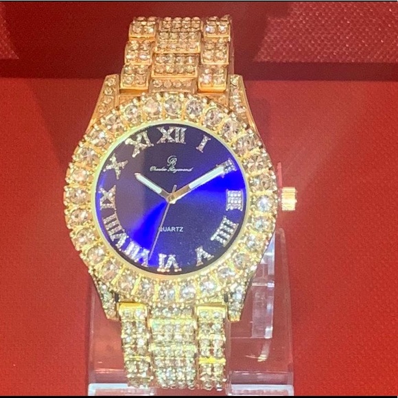 Charles&Raymond | Accessories | 4k Gold Plated Fully Iced Lab Diamond ...